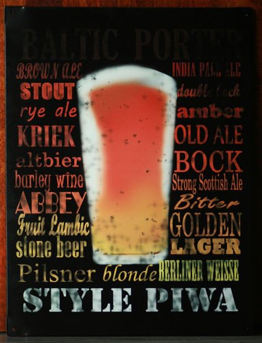 Szyld metalowy blacha 30X39,5 cm Rodzaje piw świata | Metalowy plakat ...