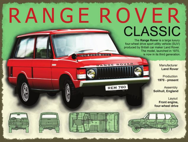 Metalowy plakat reklamowy blacha tin sign Range Rover Classic . Prezent ...